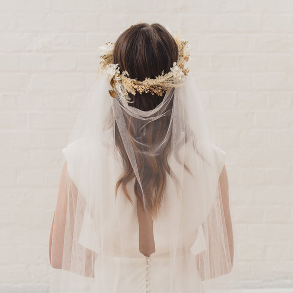 LOYALTY Soft tulle draped veil shallow drape Blossom Bluebird